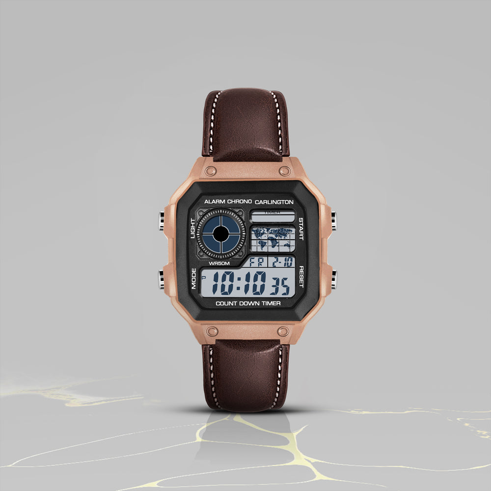 Carlington Endurance Series Digital Wrist Watches for Men with Transpa