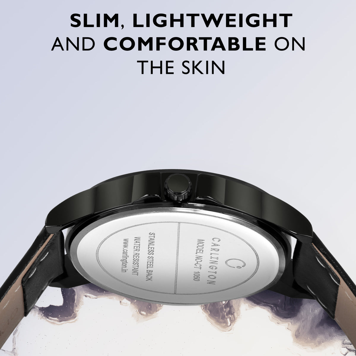 Carlington Elite Gents Water Resistant Genuine Leather Strap With Date