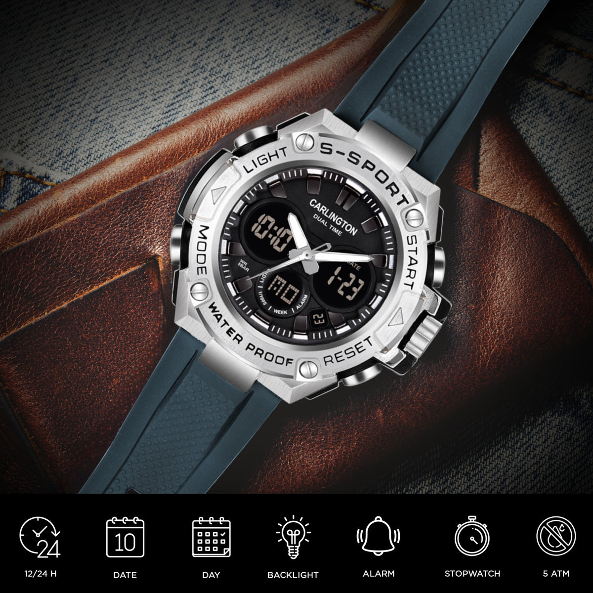 Precision Meets Style: Carlington Edurance Series Backlit Dual Timezone ...